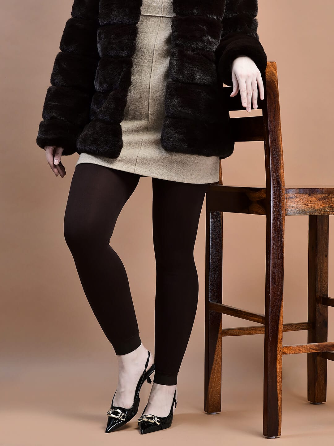 Winter Fur - Women Tights - Coffee - Max London India